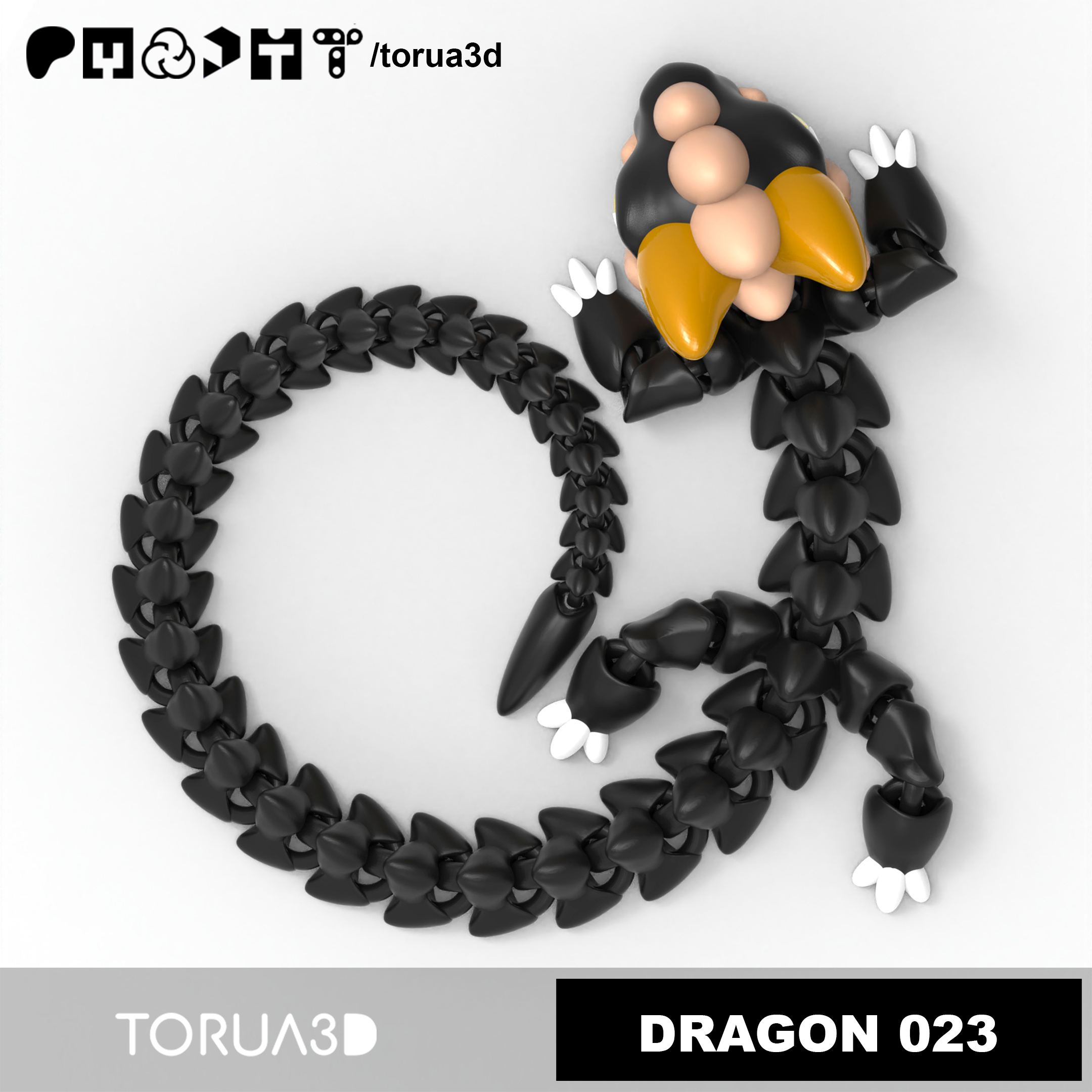 Articulated Dragon 023 | 3mf and STL | No supports | Print in place by ...