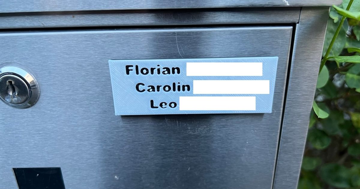 Post Box Label 3 Names by fgeck | Download free STL model | Printables.com