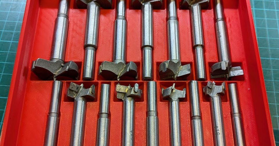 16 Forstner bit insert holder NO gridfinity - with magnets by papinist ...