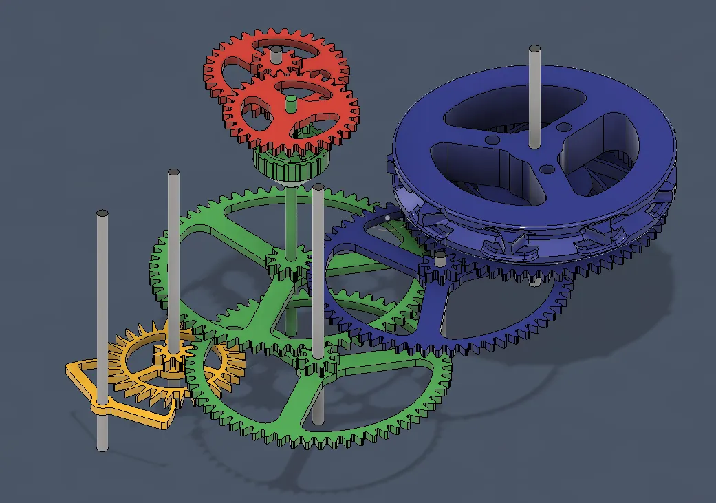 Clock Gear Train Assembly by jattie | Download free STL model ...