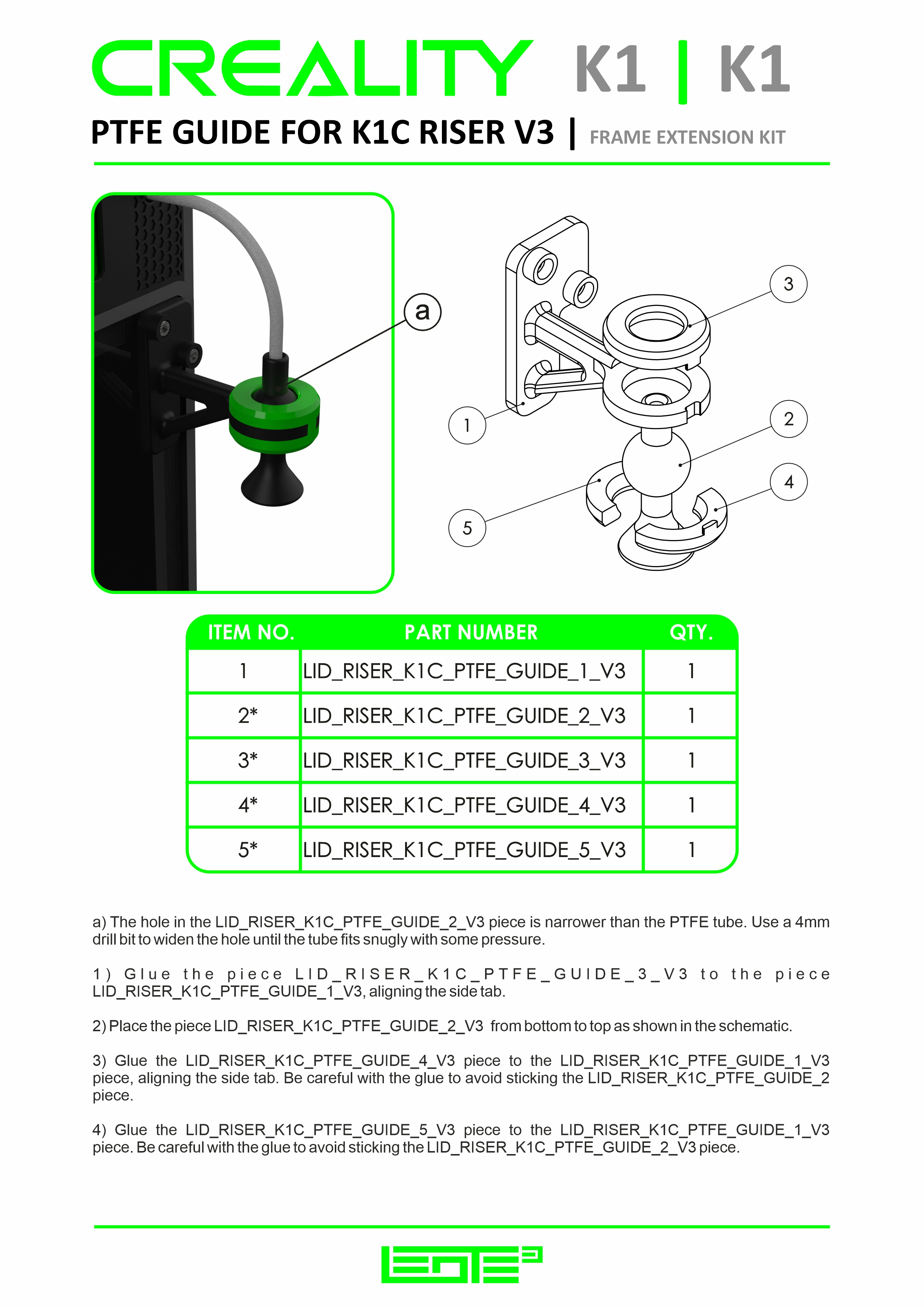 CREALITY K1 | K1C PTFE TUBE GUIDE V3 [ FOR LID RISER V3 - FRAME ...
