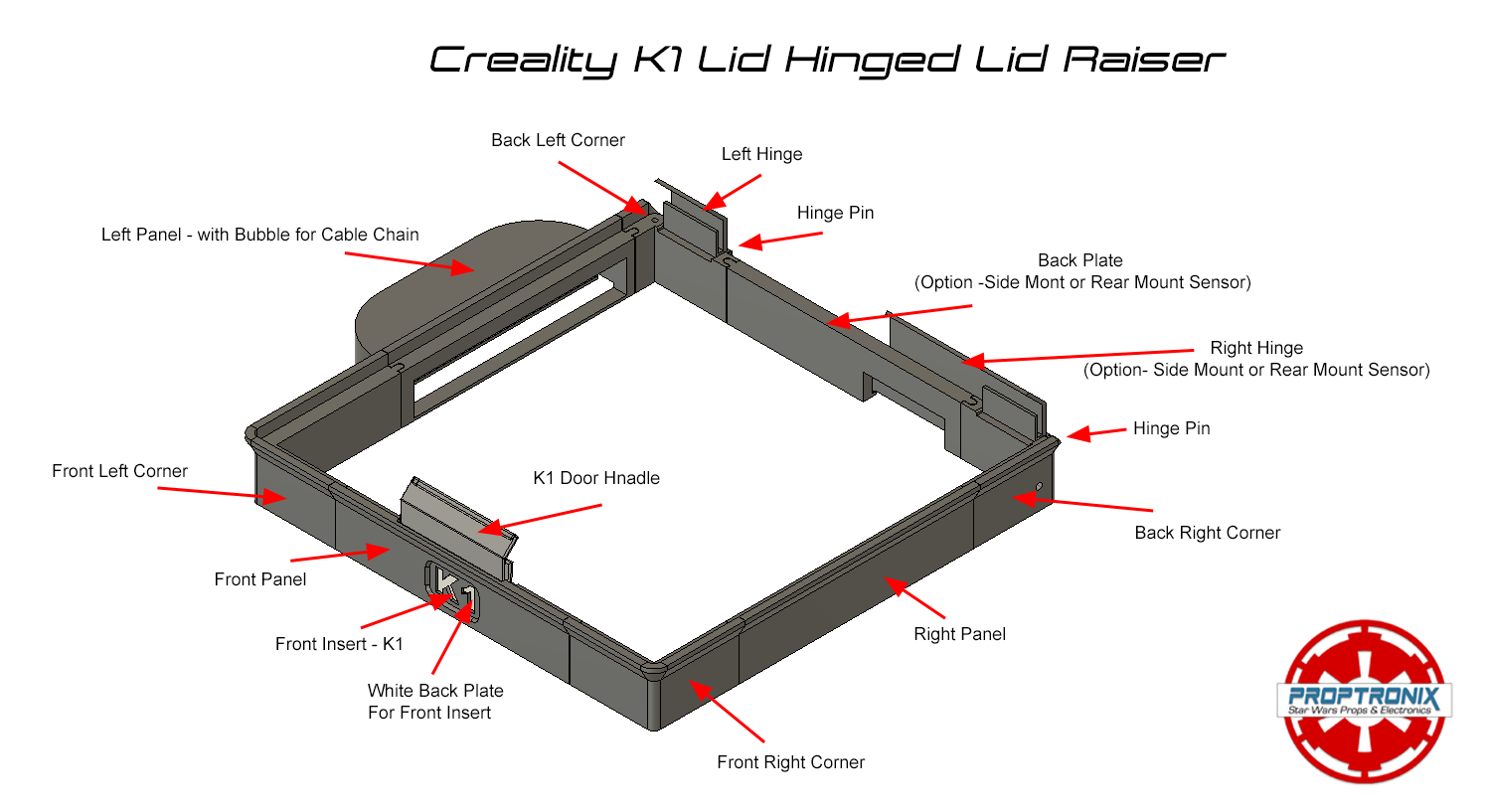 Creality K1 Enclosed Hinged Lid Raiser by PropTroniX | Download free ...