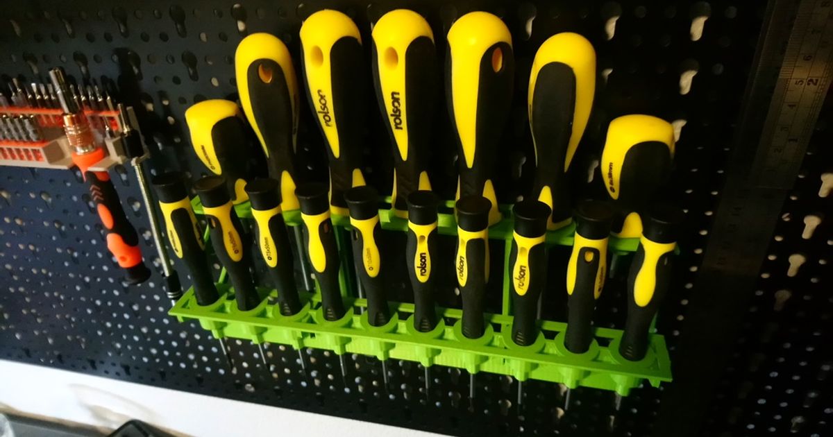 Screwdriver rack for desktop or pegboard by J-3d | Download free STL ...