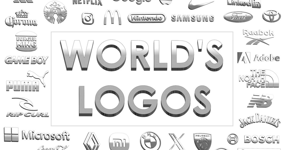 +90 World famous logos (+DXF) por Referentiel | Descargar modelo STL ...