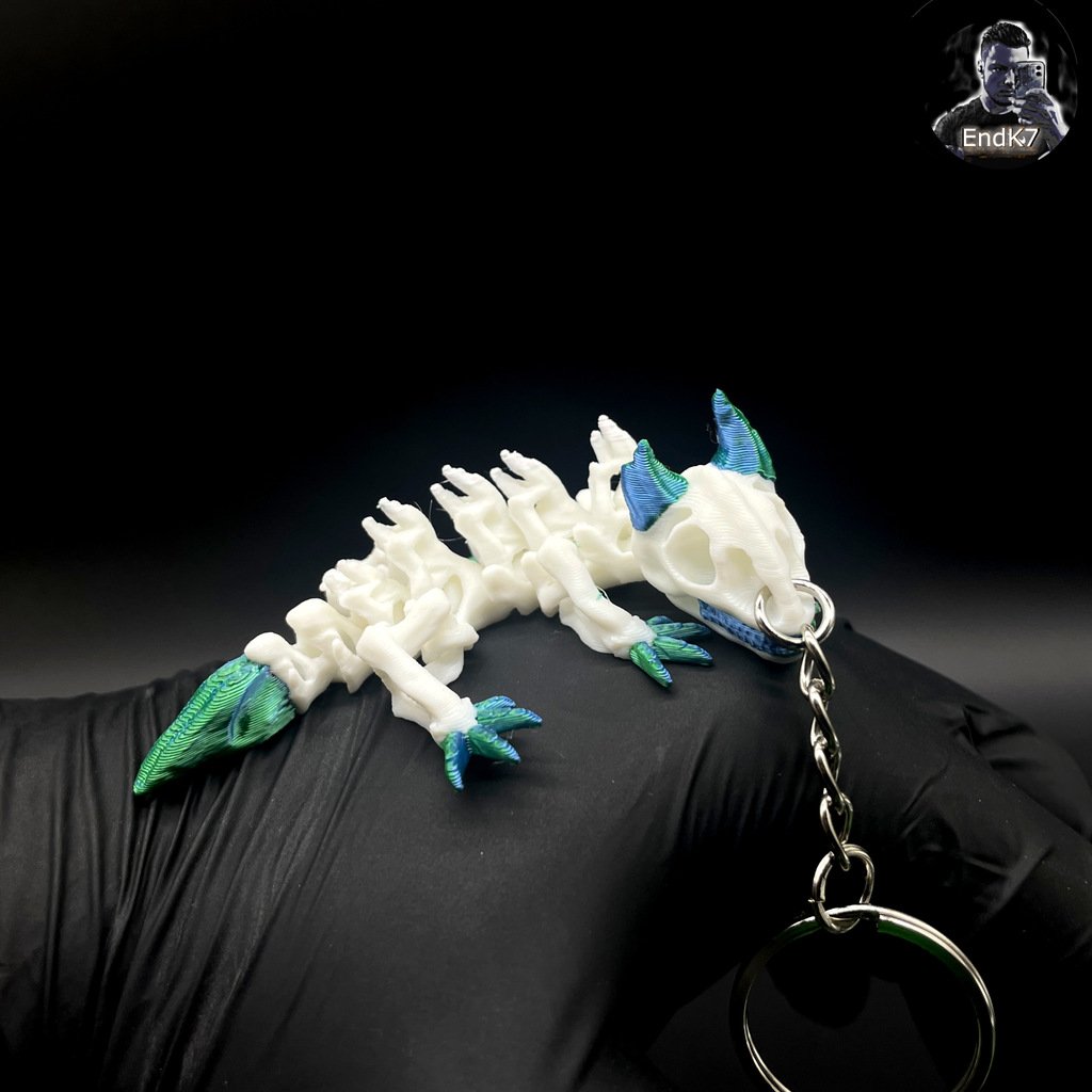 Skeleton Dragon Keychain - Articulated, Print in Place - No Supports by ...