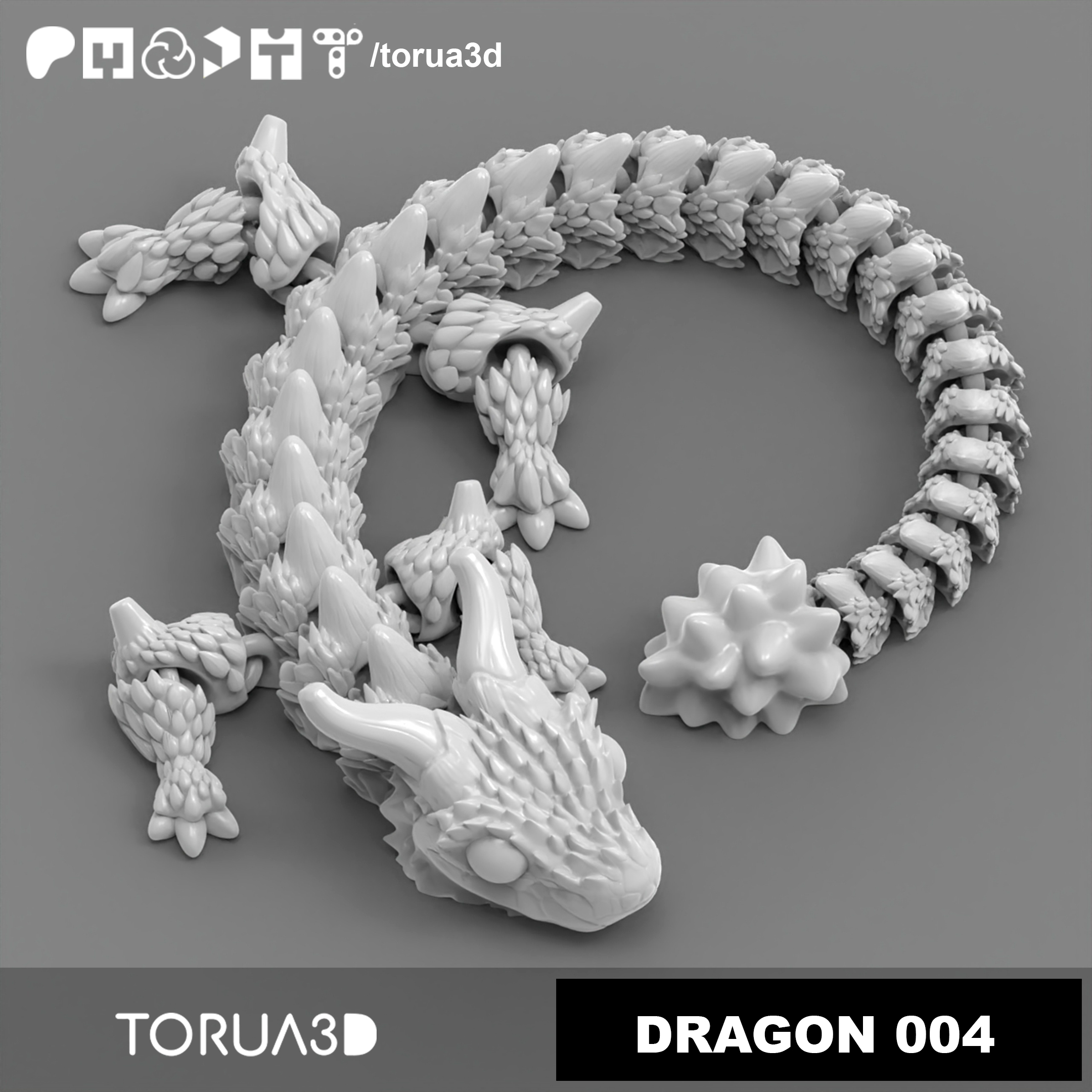Articulated Dragon 004 | Print in place | No supports | 3mf and STL by ...