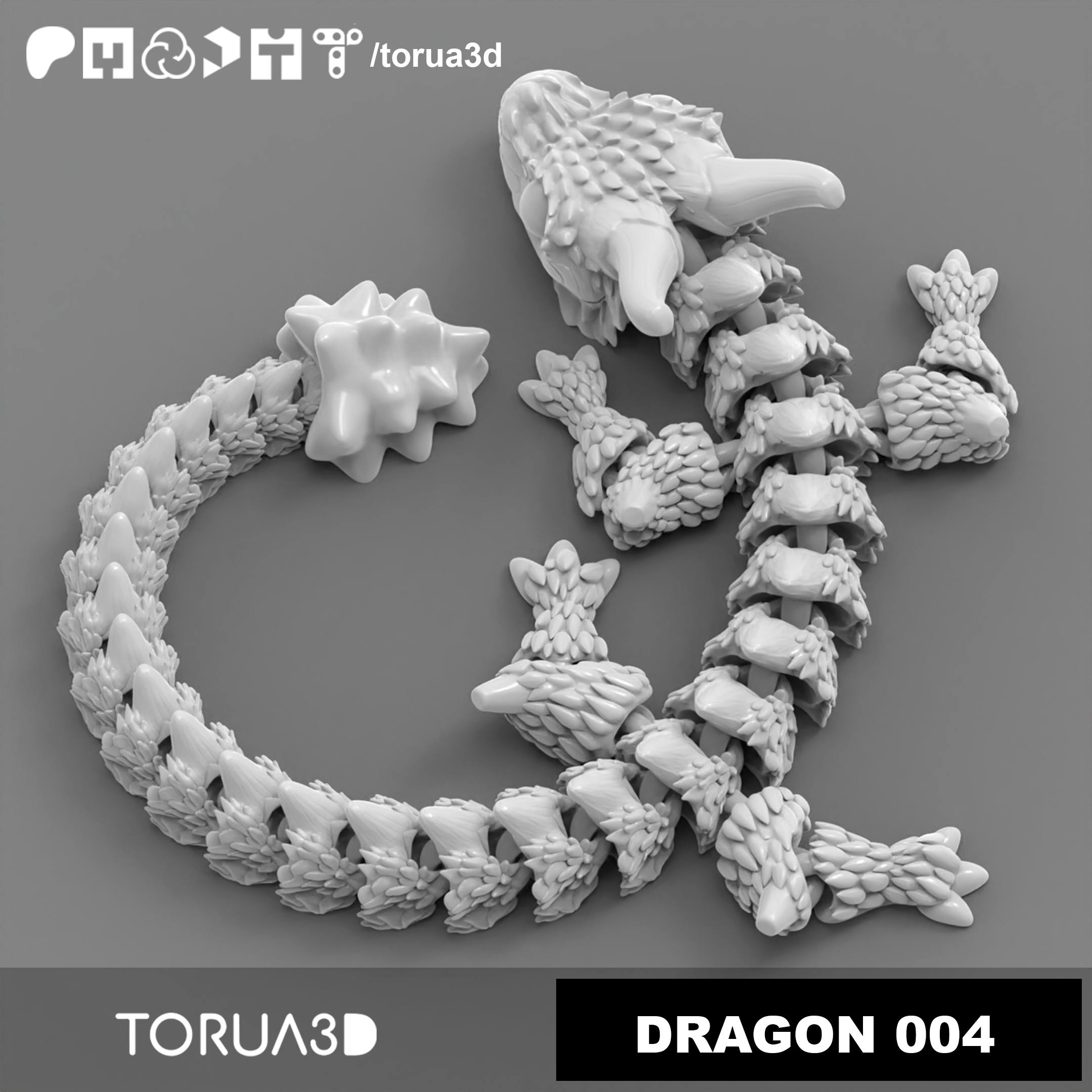 Articulated Dragon 004 | Print in place | No supports | 3mf and STL by ...