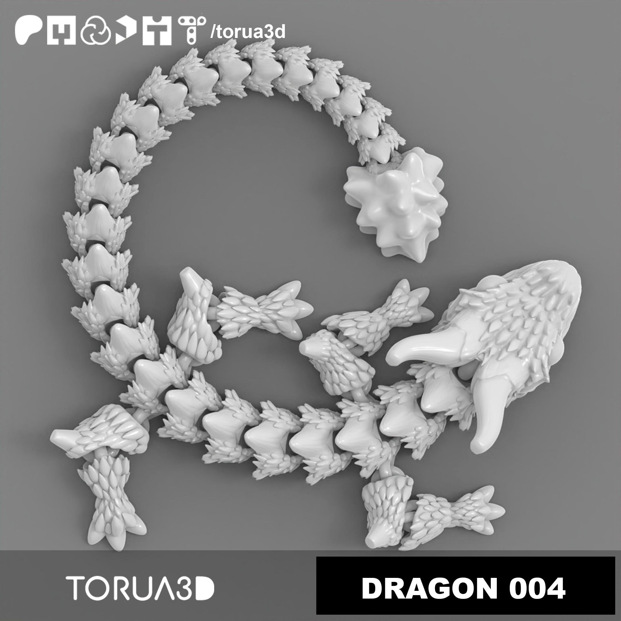 Articulated Dragon 004 | Print in place | No supports | 3mf and STL by ...