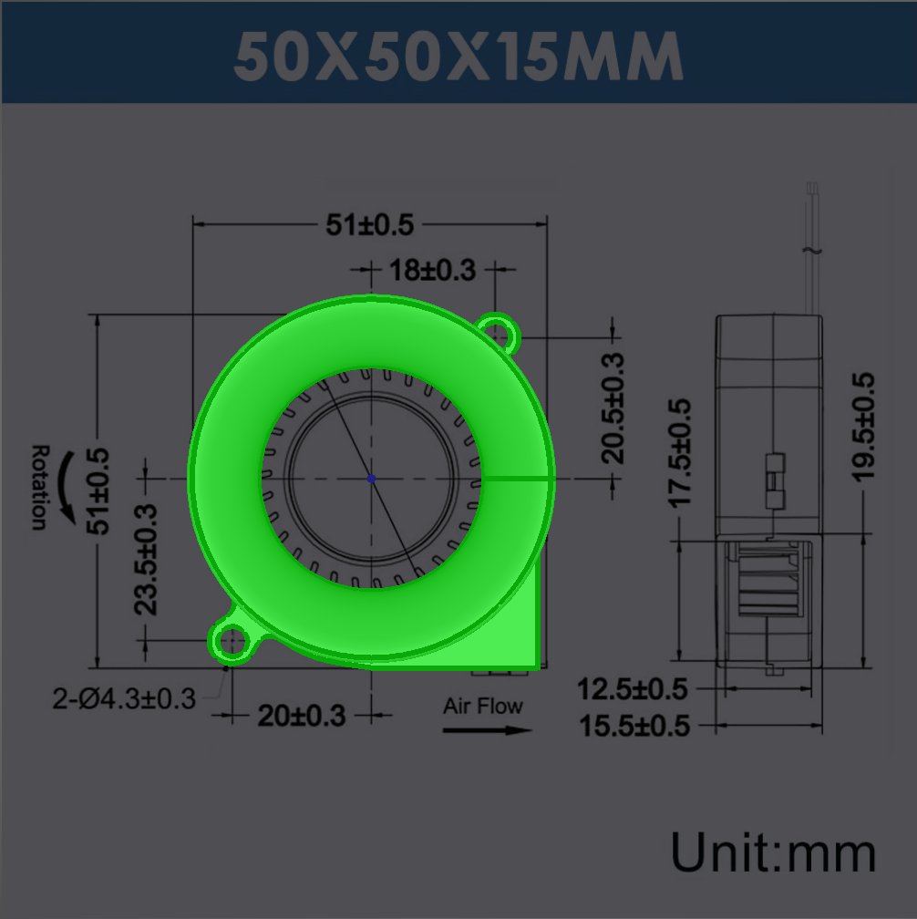 "Performance" Air Intake Funnel for 5015 Fan (Customizable in Ondsel ...