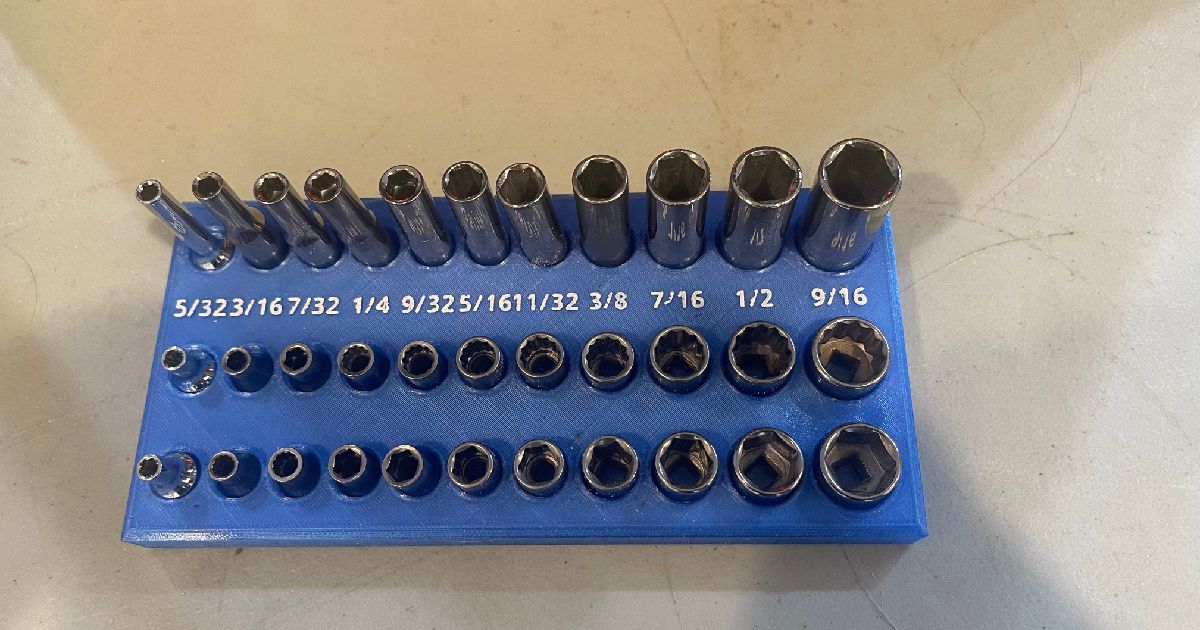 Socket trays: Universal 1/4" SAE by caveduck | Download free STL model ...