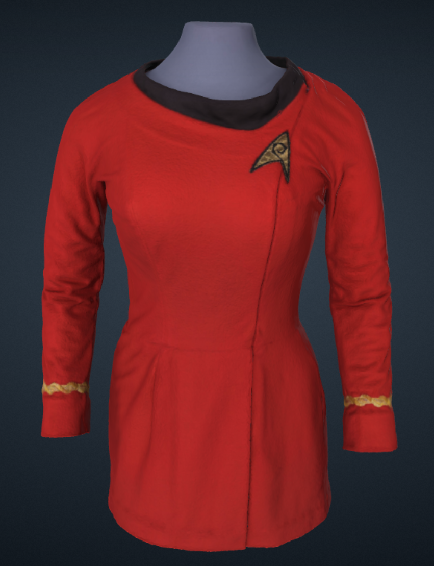 Red Starfleet uniform worn by Nichelle Nichols as Lt. Uhura on Star ...