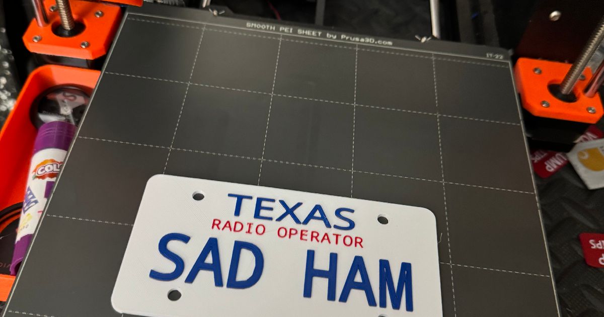 Sad Ham Radio Operator Licence Plate - TX by W5AUG | Download free STL ...