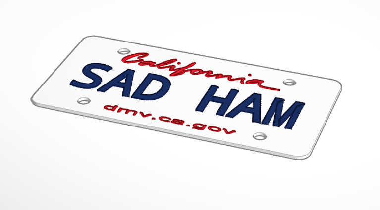 Sad Ham Radio Operator Licence Plate - CA by W5AUG | Download free STL ...
