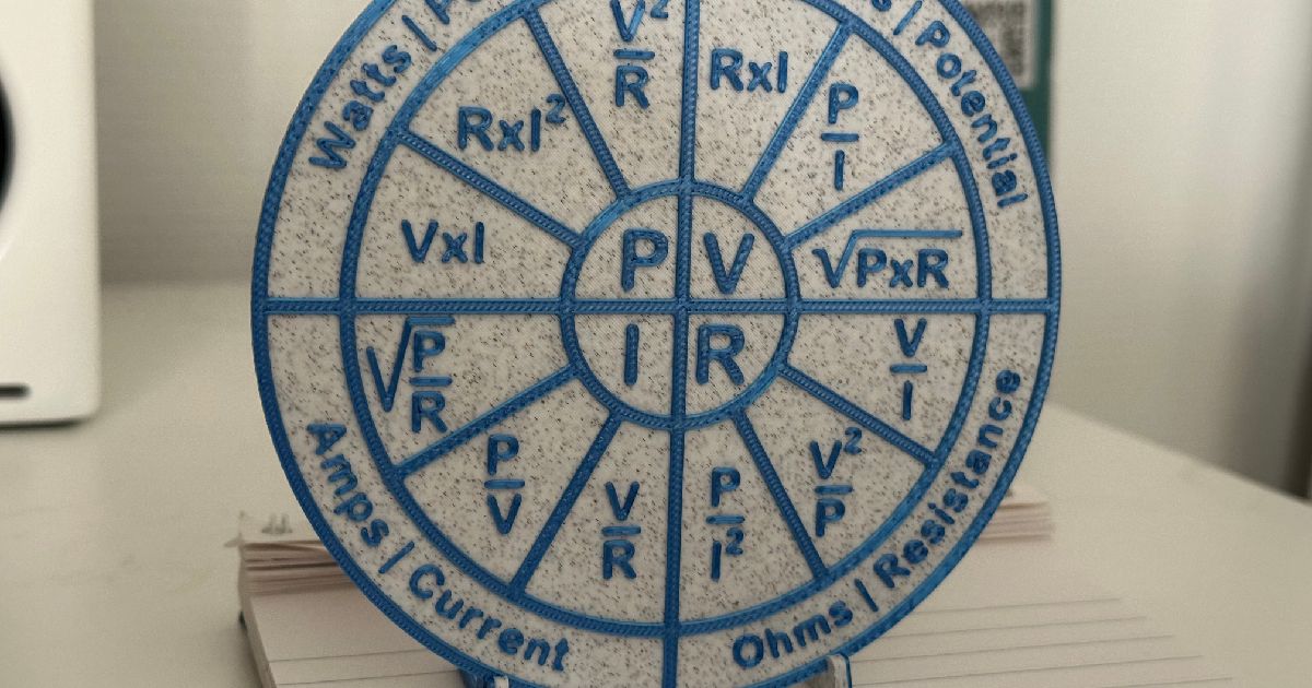Ohms Law Circle Cheat Sheet Electronics By Pix3l8e Download Free Stl Model