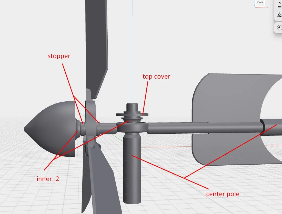 Smooth Anemometer Wind Spinner with Printed Bearings Type 2 by Max Lee ...