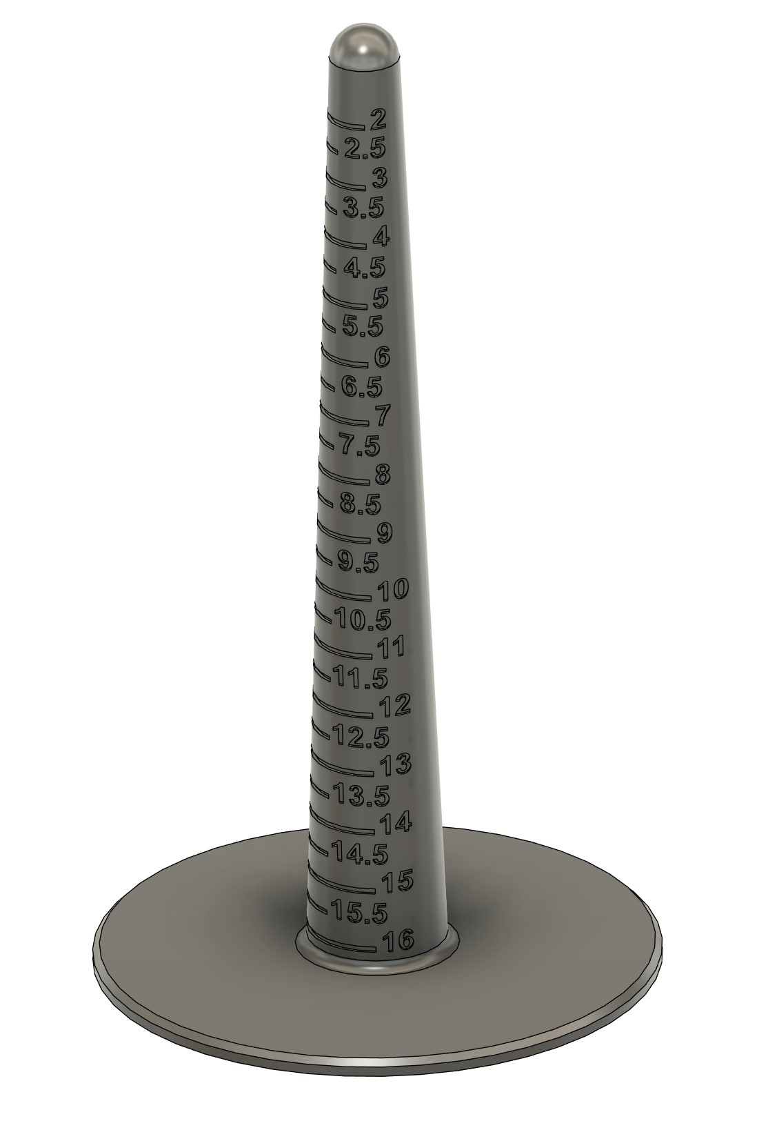 Ring Sizer Cone US Scale 2-16 by Jon Ballen | Download free STL model ...
