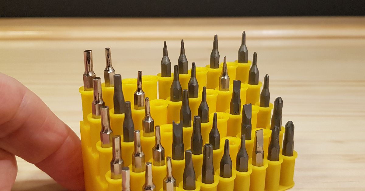 Screw driver bit stand - holds 50 bits by Maker Mike | Download free ...