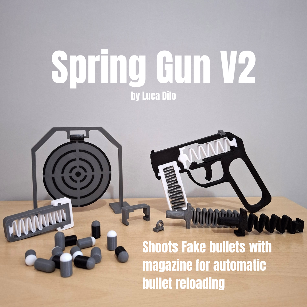 Spring Gun V2 - Shoots fake bullets with magazine by Next3D | Download ...
