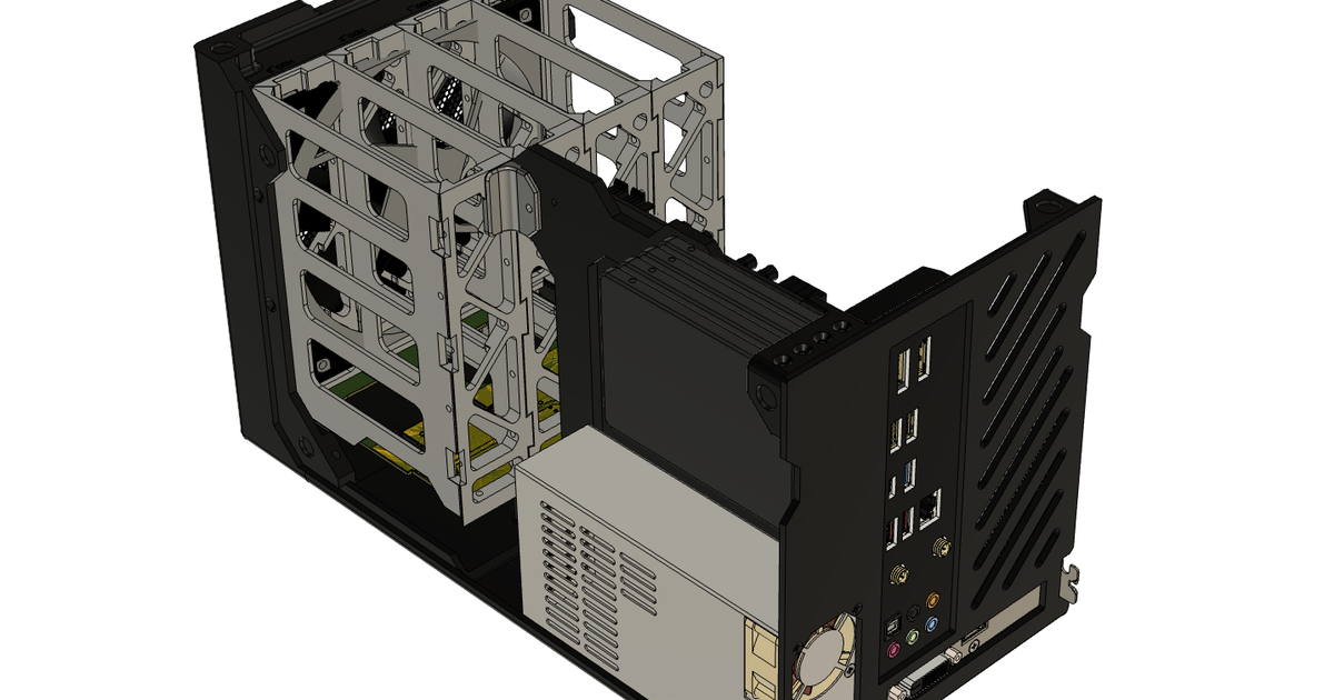 4-Bay ITX NAS Case with Flex-ATX PSU da Akhil V | Scarica il modello ...