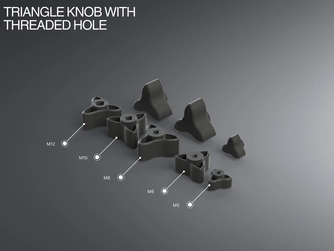 Metric Triangle Knobs with Threaded Hole by Tycho Design | Download ...
