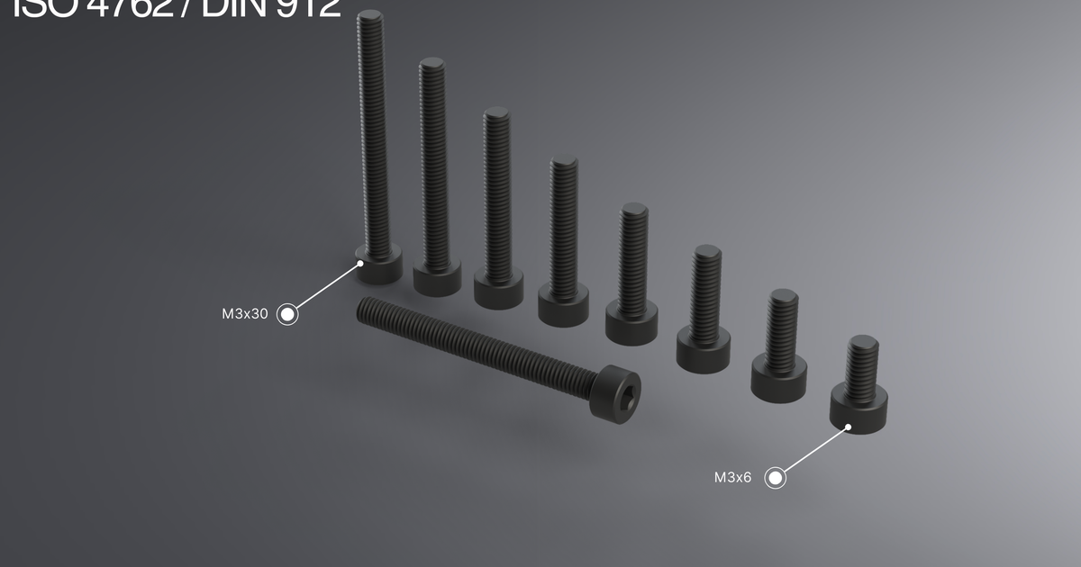 M3 Socket Head Screw Collection M3x6-M3x30 ISO 4762 / DIN 912 by Tycho ...