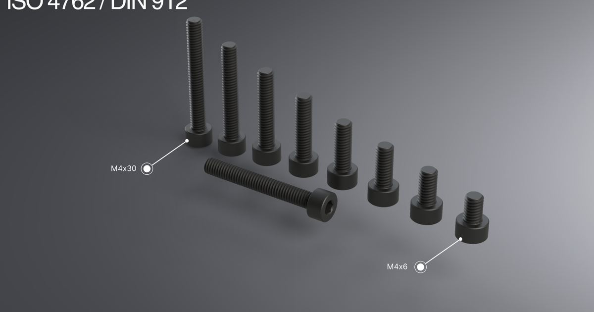 M4 Socket Head Screw Collection M4x6-M4x30 ISO 4762 / DIN 912 by Tycho Design | Download free ...