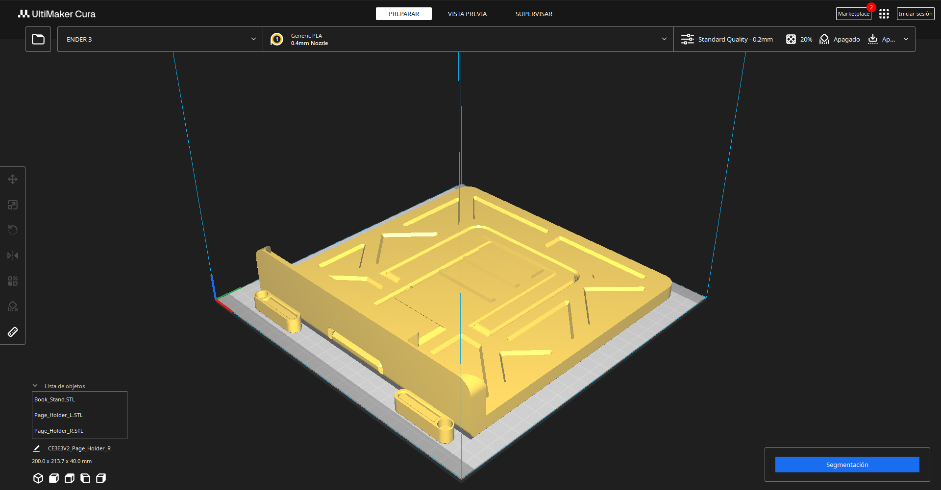 Sturdy Print-in-Place book stand with page holders V2 by davidlagog ...