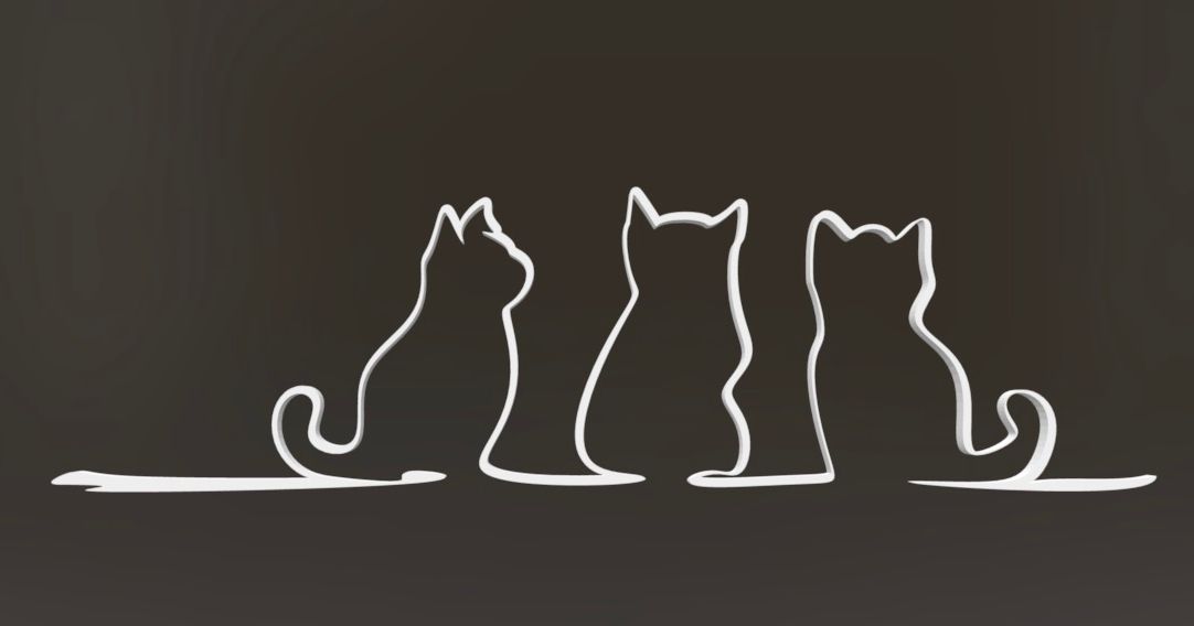 Line art 3 cats by Di-Jo Heemskerk | Download free STL model ...