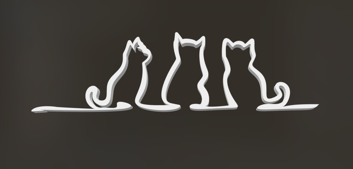 Line art 3 cats by Di-Jo Heemskerk | Download free STL model ...