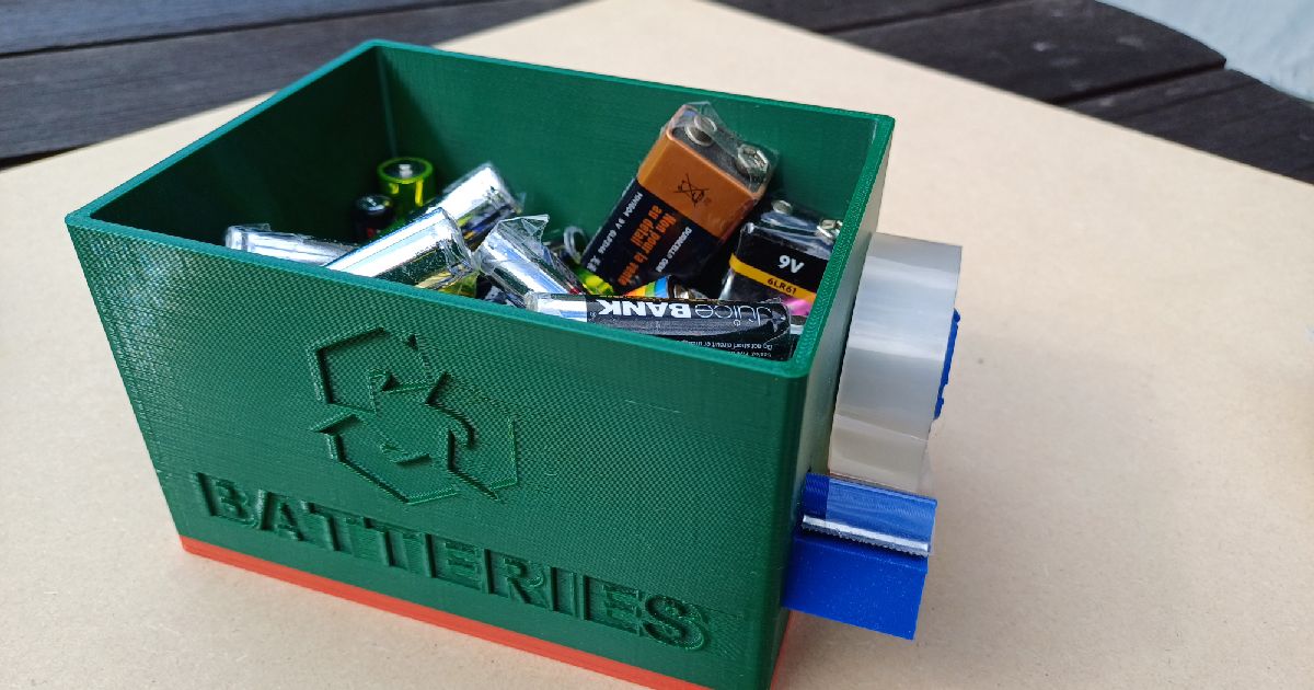 Battery Recycle Box With Tape Dispenser by Erasan | Download free STL ...