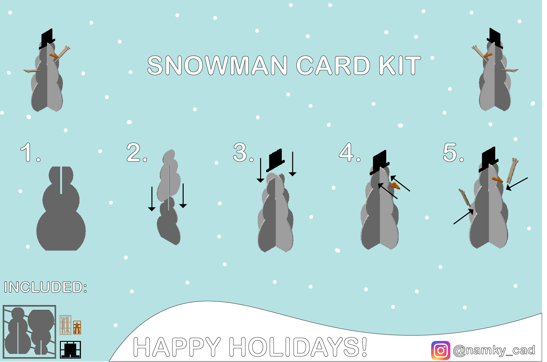 Snowman Card Kit by Bonaso | Download free STL model | Printables.com