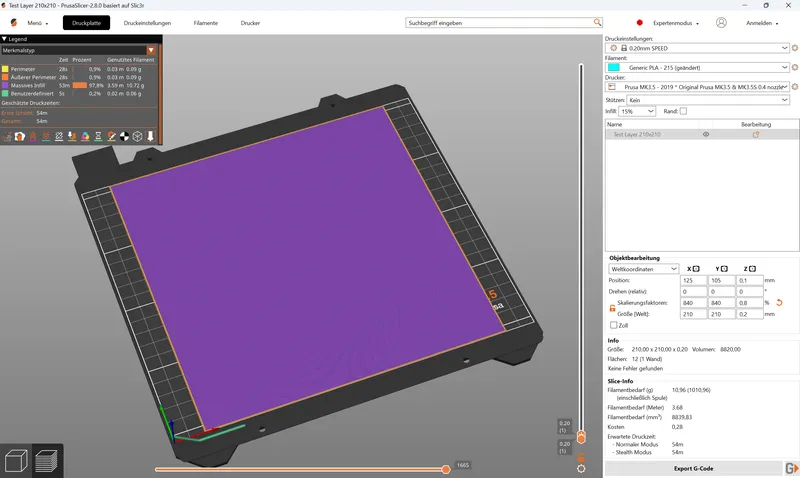 1st layer test print for Prusa MK3S(+)/MK3.x/MK4(S) by AWSW | Download ...
