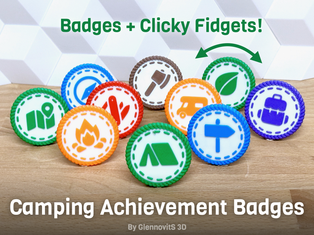 Camping Achievement Badges (clicky fidget outdoor awards) by GlennovitS ...
