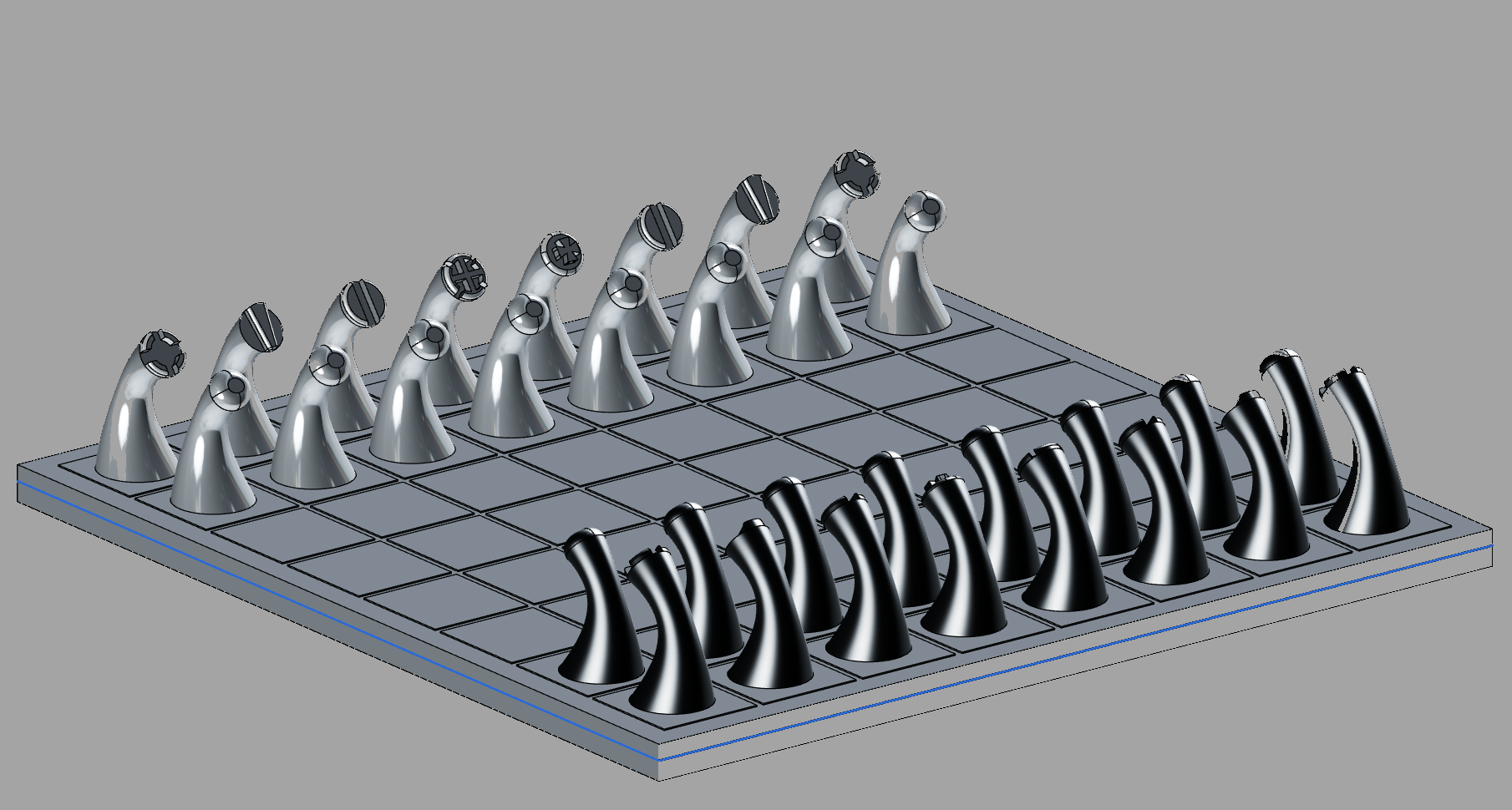 Elegant Curvy Chess Set by Sunlightsurge | Download free STL model ...