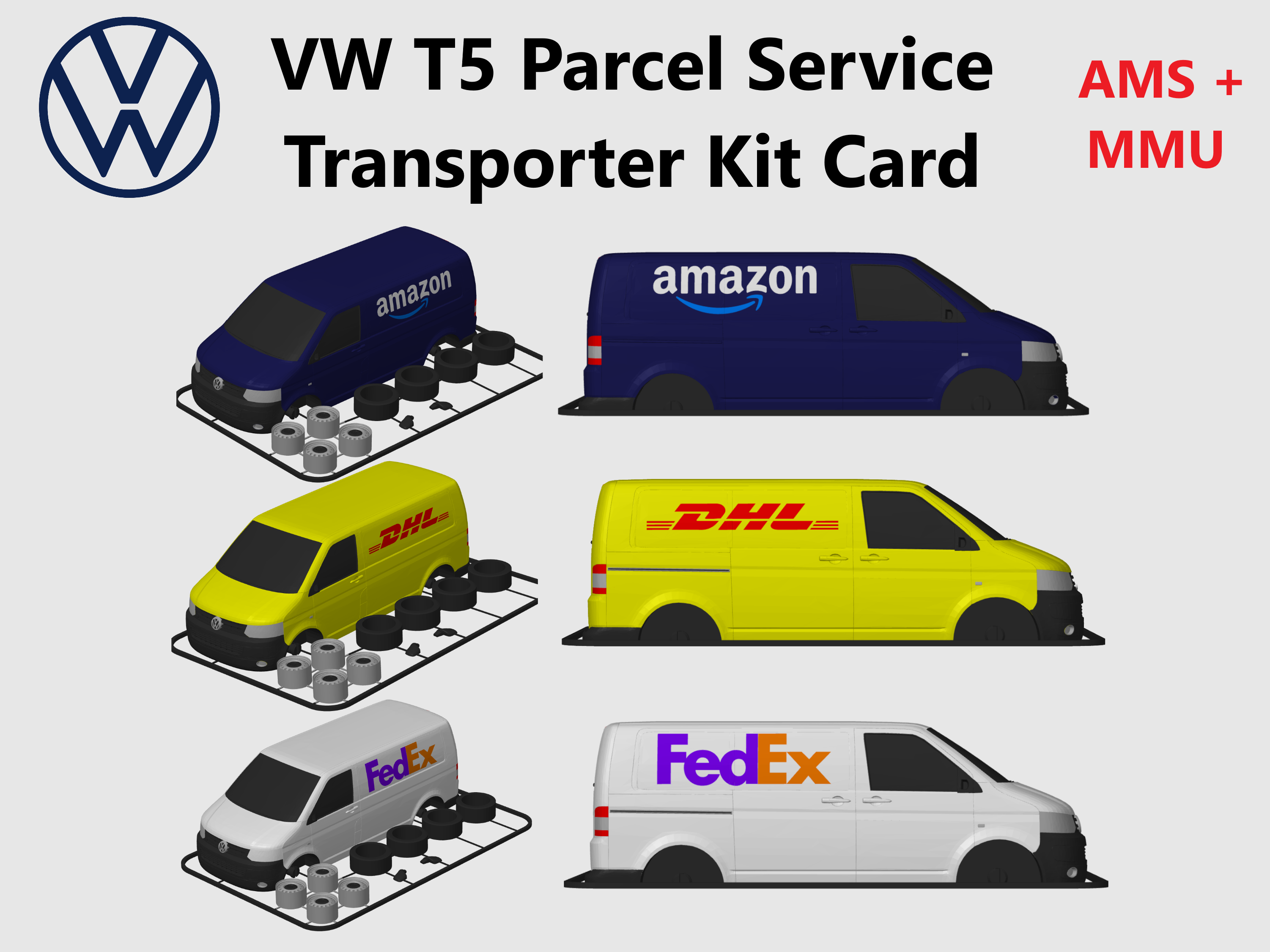 VW T5 Parcel Service Transporter Kit Card (AMS / MMU) von The Kit Card Guy | Kostenloses STL ...
