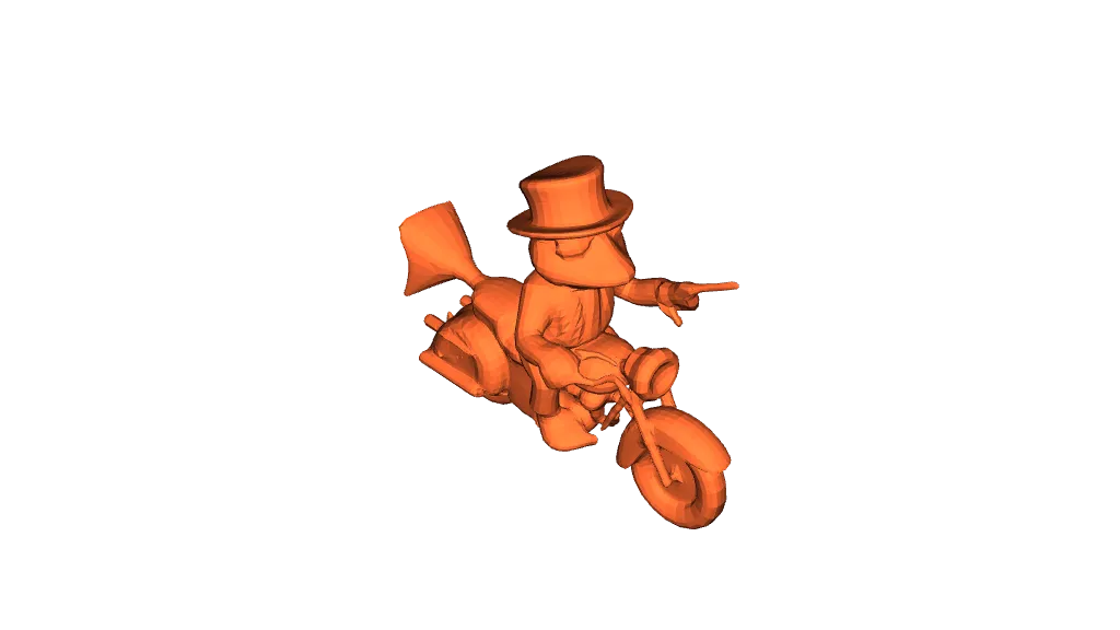 Blue duck riding a motorcycle with a revolver by Diablo2haveskill ...