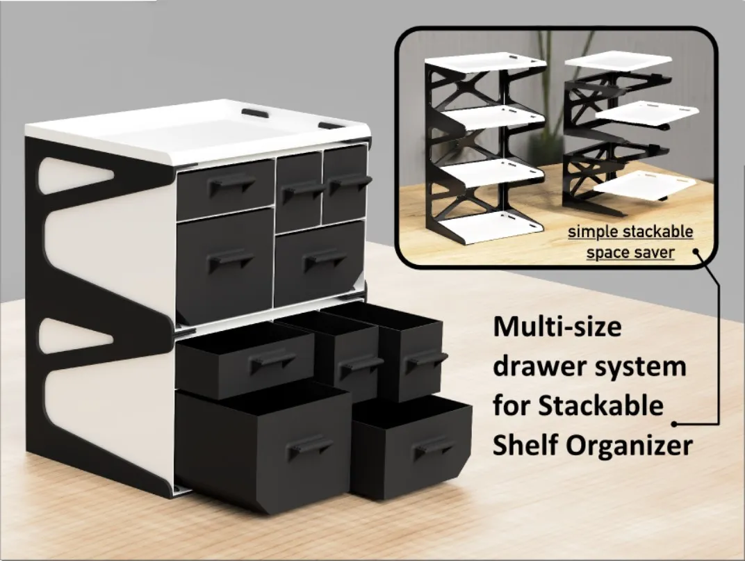 Stackable Shelf Organizer - Drawer System by LinkDesigns | Download ...