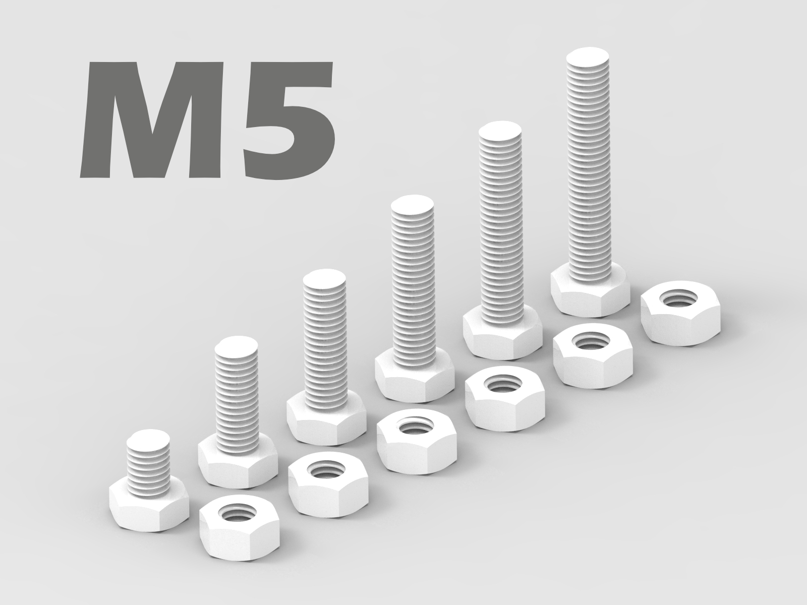 M5 Bolt and Nut - 6 variations / Tolerance Test / por VC Design ...