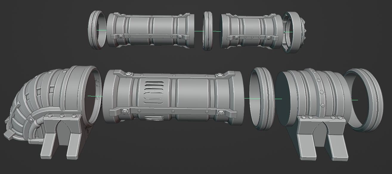 Grimdark terrain pipelines for wargaming, Warhammer 40k etc. by MiKeLab | Download free STL ...