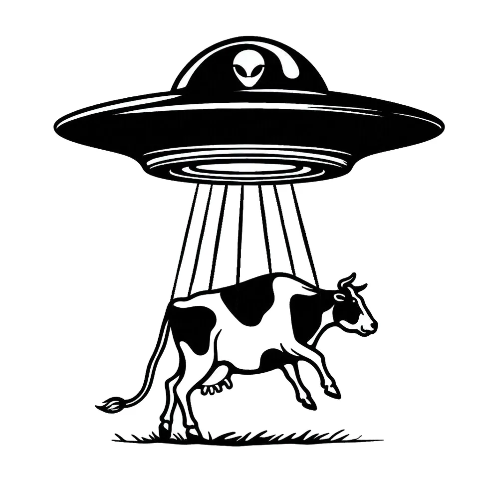 Alien Abducting Cow Line Art by Liam West | Download free STL model ...