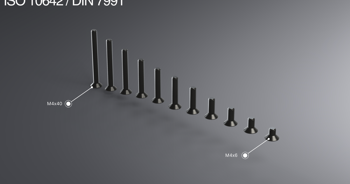 M4 CSK Socket Head Screw Collection M4x6-M4x40 ISO 10642 / DIN 7991 por ...