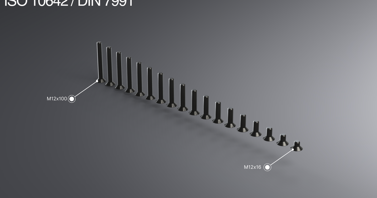 M12 CSK Socket Head Screw Collection M12x16-M12x100 ISO 10642 / DIN ...