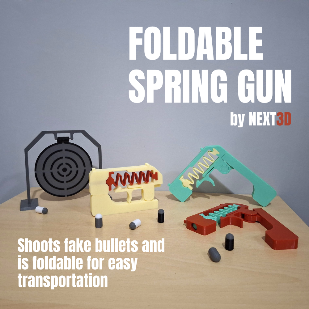 Foldable Spring Gun - Shoots fake bullets by Next3D | Download free STL ...