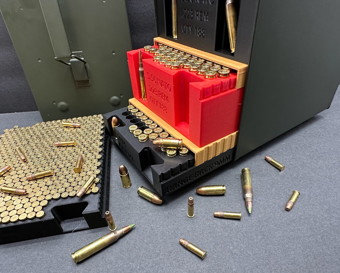 9MM Range Rack Ammo Organizer for 30CAL (7.62) NATO Can by NewSpark ...