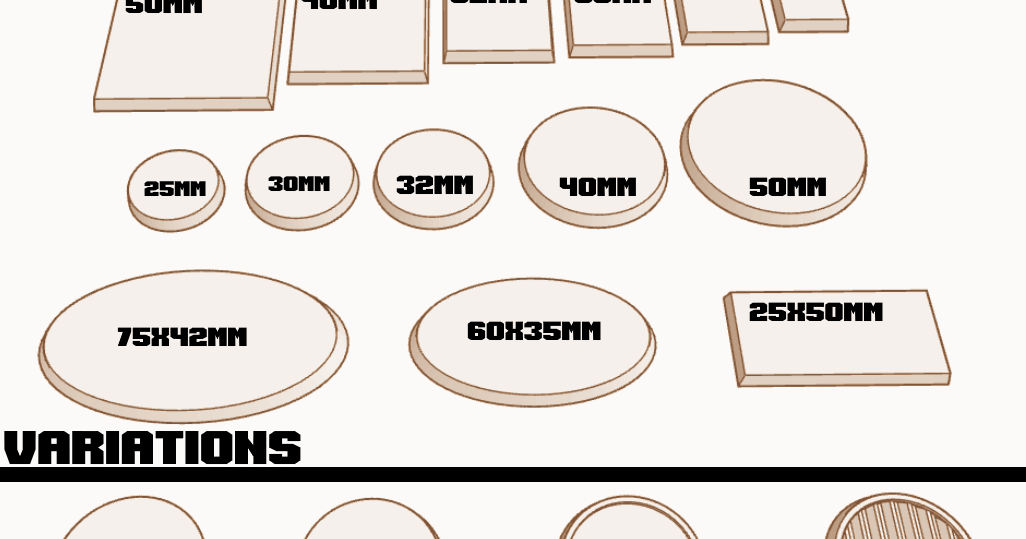 Mini Bases - Beveled edges - Multiple sizes/shapes by Sablebadger 3D ...