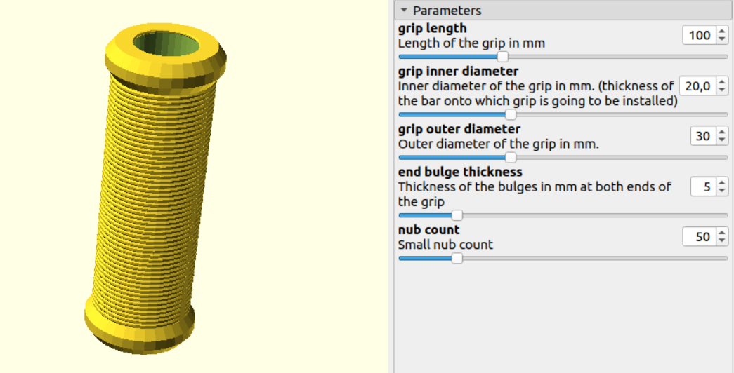 Handle Bar Grips for Scooters, Bikes etc... - Parametric/Customizable ...