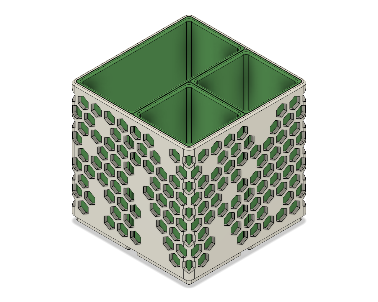 Gridfinity-friendly decorative, 3-section pencil cup with hexagon ...