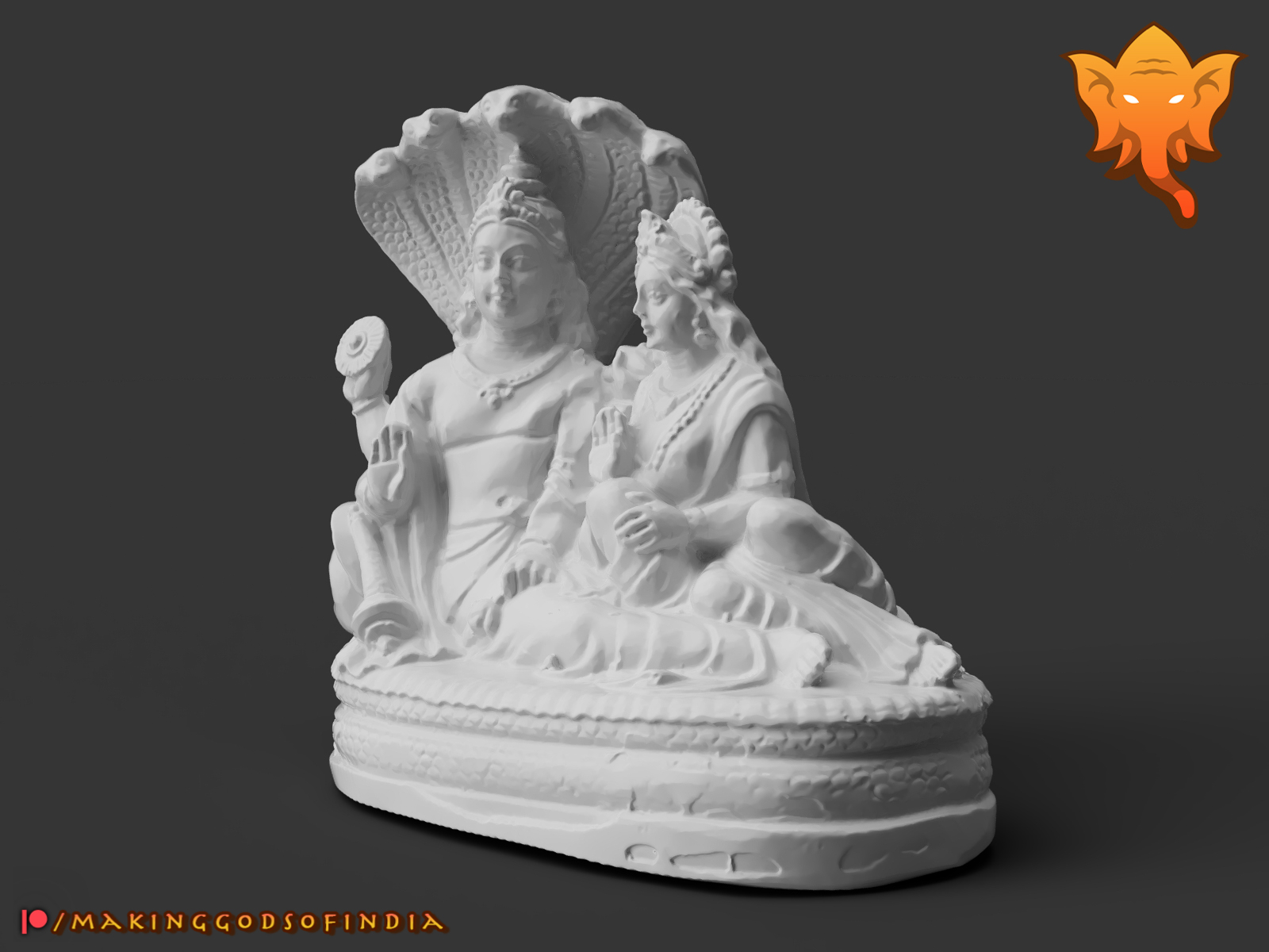 Vishnu & Lakshmi resting on the Divine Snake Sesha by Making Gods of ...