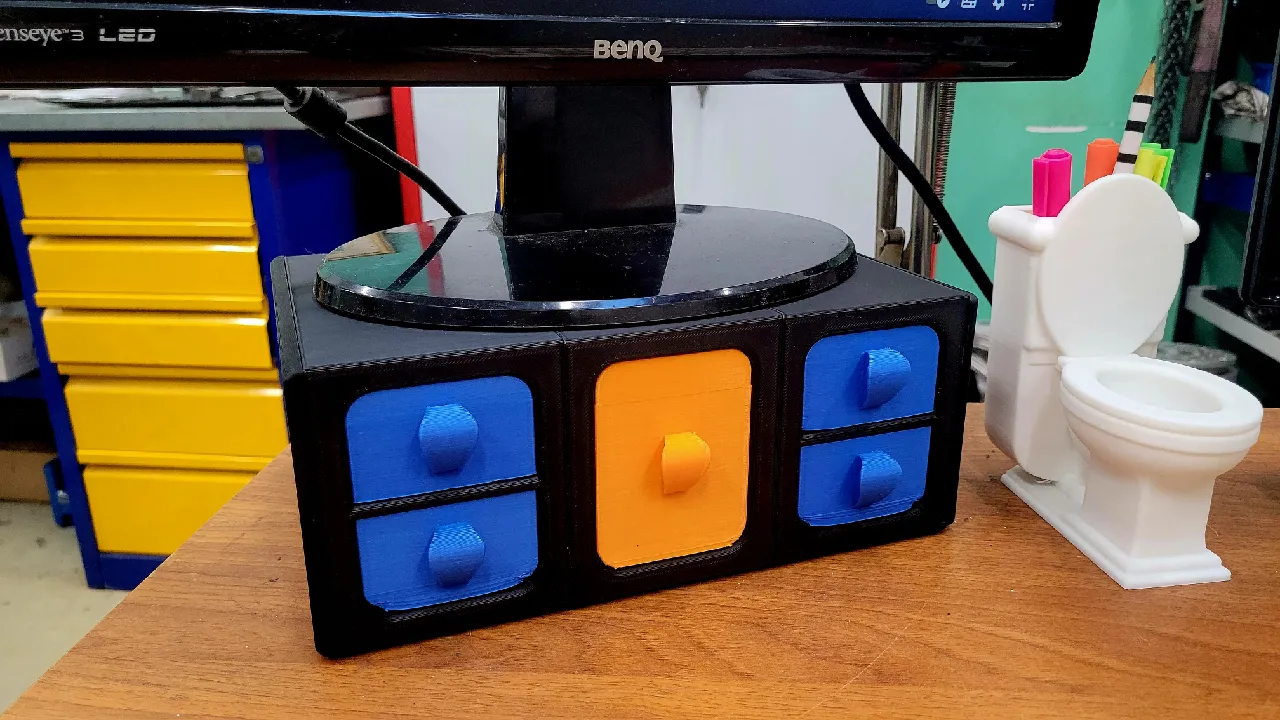 Modular Monitor Stand with Drawers by Artemi | Download free STL model ...