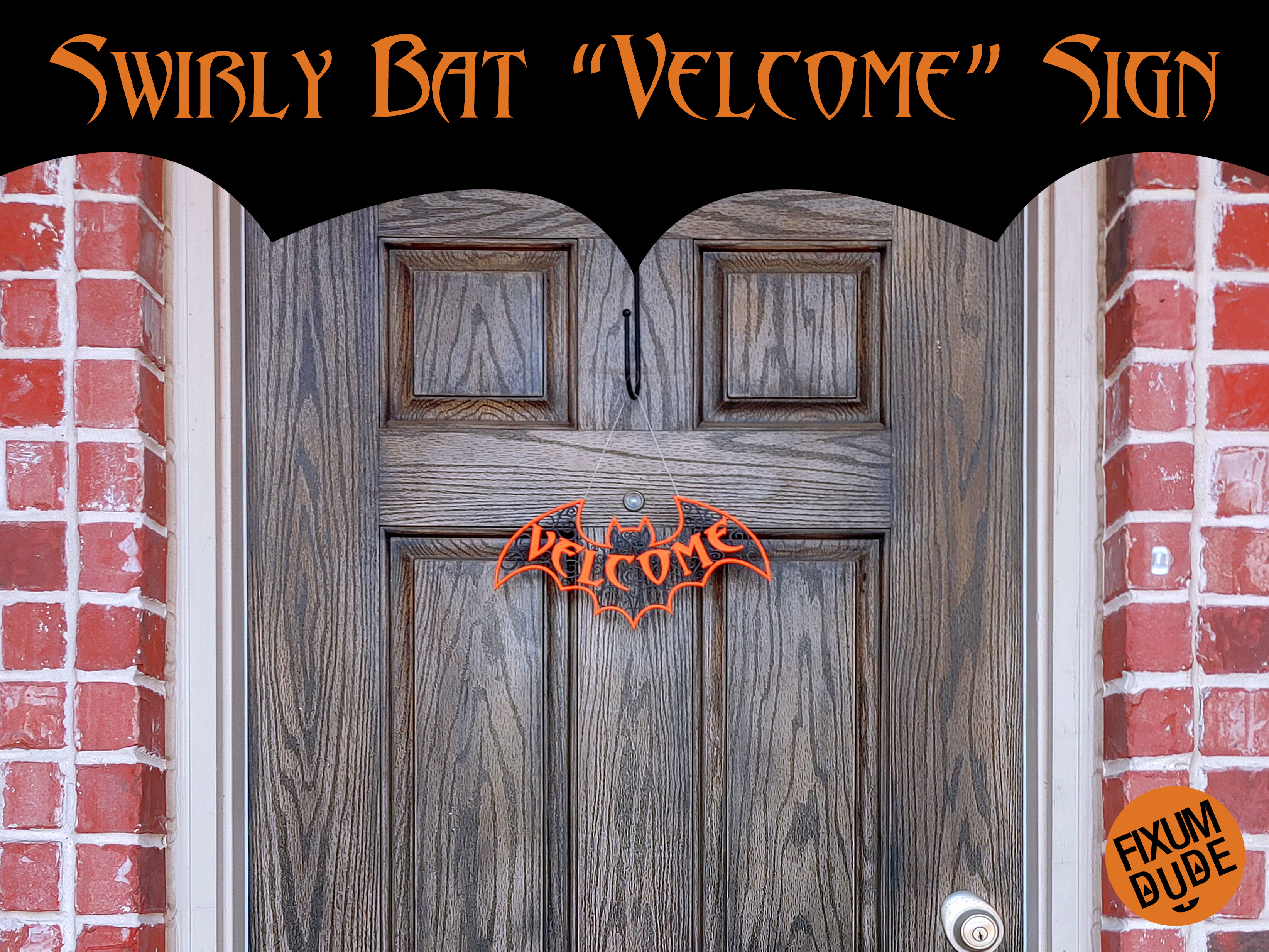 Swirly Bat "Welcome" Sign by fixumdude | Printables Store